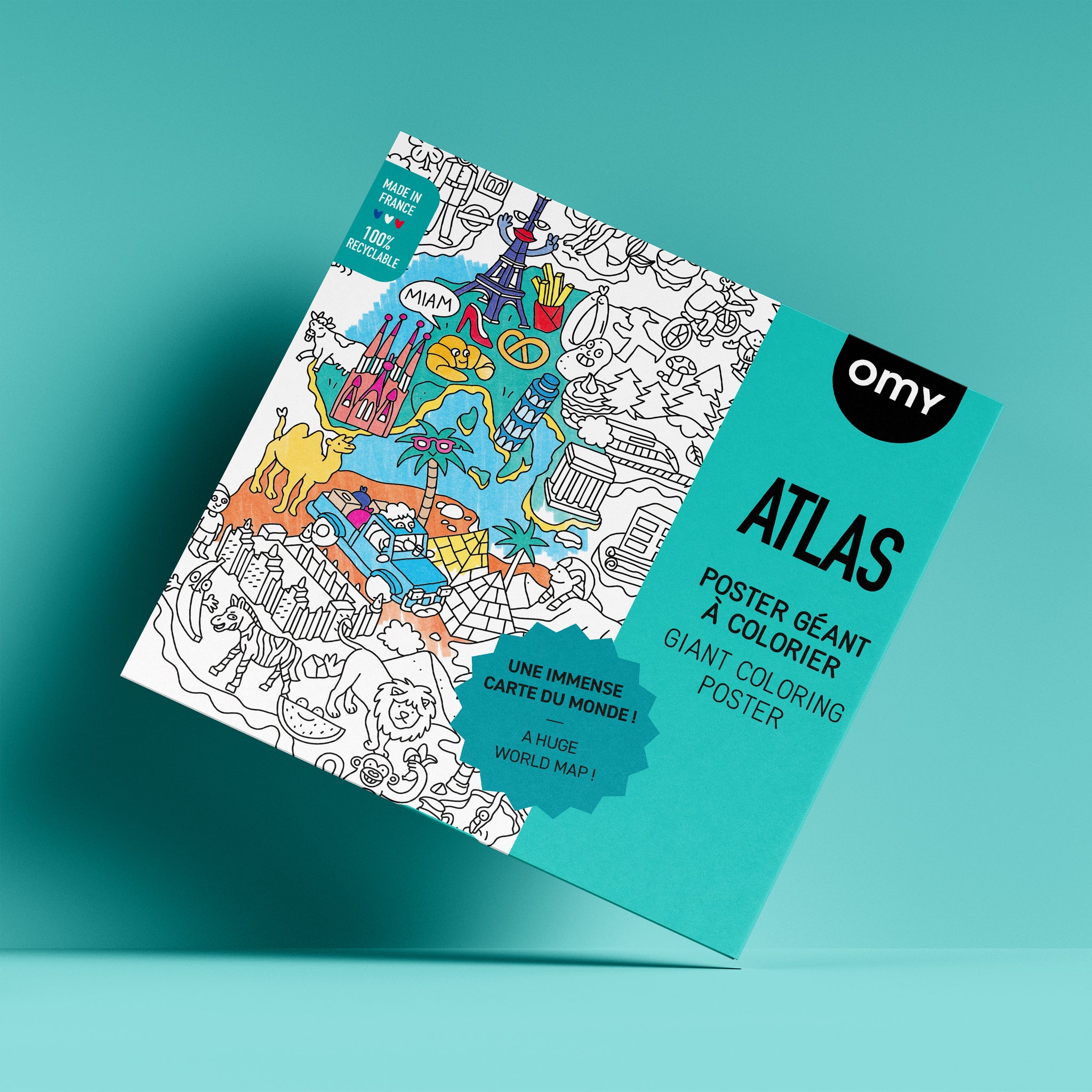 Giant World Atlas Coloring Poster – 70x100 cm – OMY